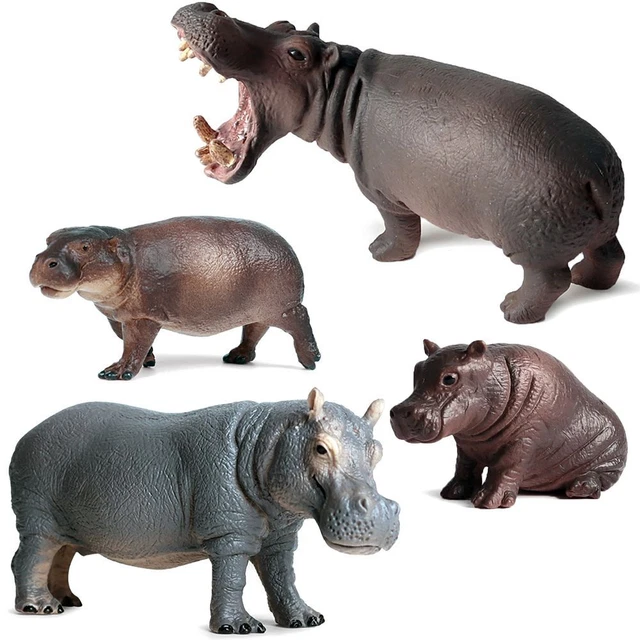 TOY LIFELIKE HIPPO Figurine Zoo Scenes Hippopotamus Model Simulation ...
