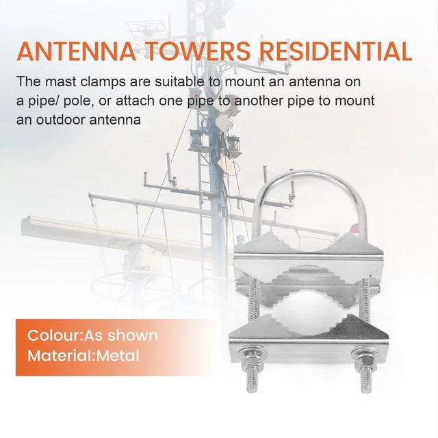 ANTENNA MAST CLAMP V-Jaw Bracket U Bolts Pipe Mounting Hardware 2 Sets ...