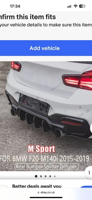 BMW M135I & M140i F20 F21 RIEGER Rear Bumper Diffuser - Gloss Black £ ...