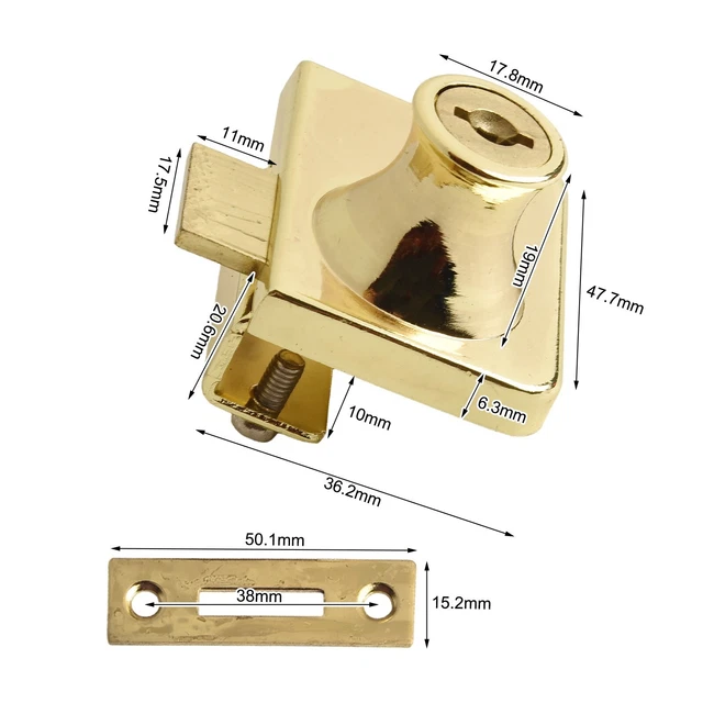 SERRURE DE PORTE en verre dor?? de s??curit?? longue dur??e et fiable avec cl??s EUR 9,94 ...