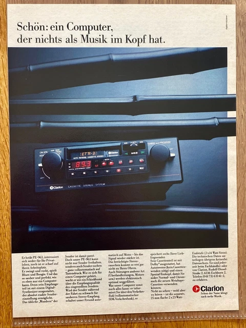 CLARION AUTORADIO PE-963 Oldtimer Original 1982 Vintage Advert Werbung ...