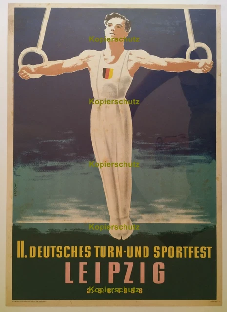 ORIGINAL DDR SPORT Plakat, ca. 60 x 42 cm, II. Deutsches Turn- u ...