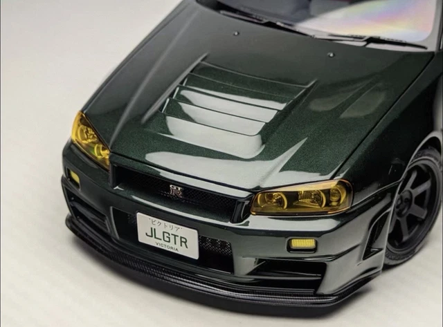 1/18 MOTORHELIX NISSAN Skyline R34 GT-R Nismo Z-tune Dark Green Diecast ...