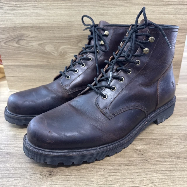 FRYE DAWSON MEN'S Leather Lug Workboot Ankle Boots Mahogany Size 13 ...
