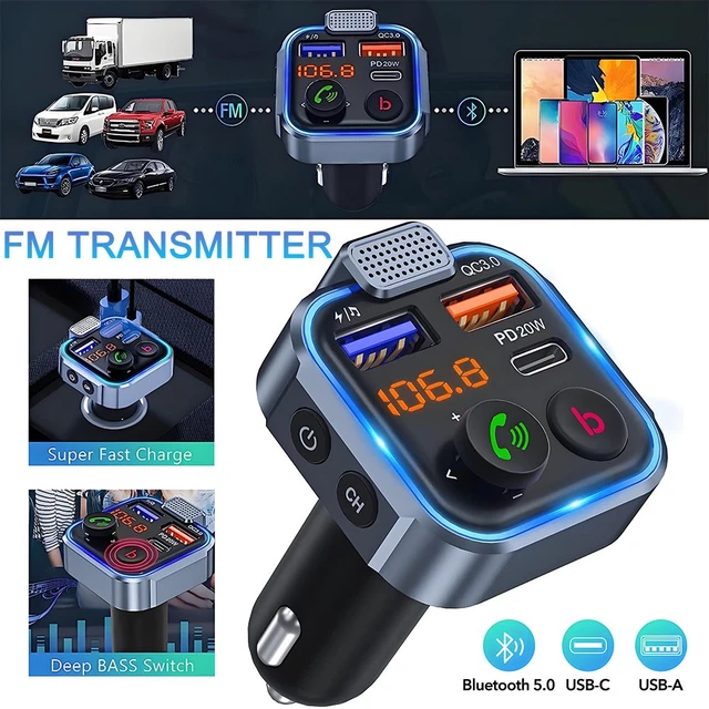 WIRELESS CAR FM Transmitter Handsfree Kit Bluetooth MP3 Player Adapter ...