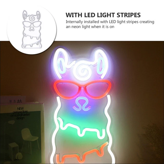 NEON MARQUEE SHAPE Sign Neon Wall Sign Alpaca Night Light Colorful Club ...