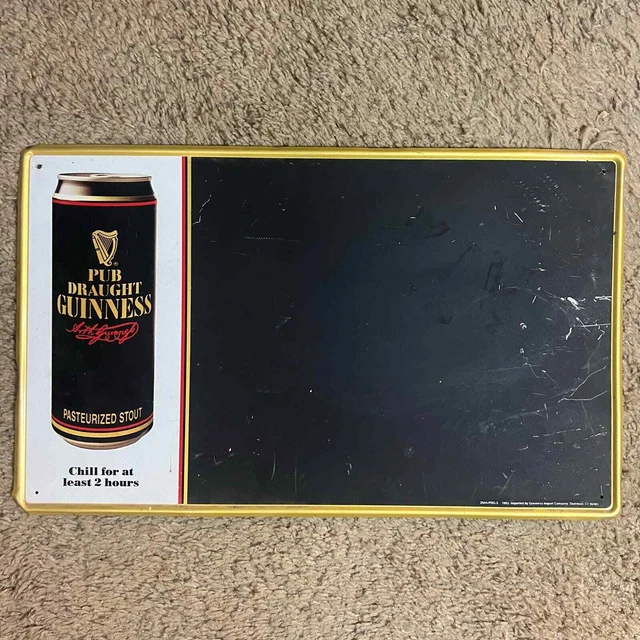 VINTAGE GUINNESS PUB Draught Metal Tin Chalkboard Sign Bar Beer 23"x14 ...