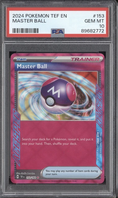 MASTER BALL 2024 Pokemon Temporal Forces 153/162 Ace Spec PSA 10 $75.00 ...