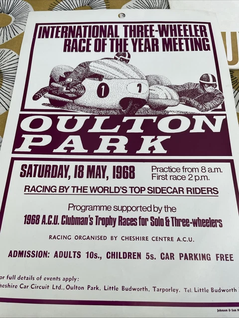 OULTON PARK May 1968 -Three Wheeler /Sidecars Racing Poster -15x10 ...