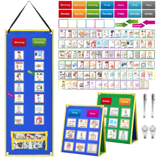 KIDS VISUAL SCHEDULE Calendar Chart, Double Side Autism Daily Chore ...