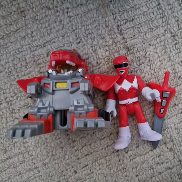 RARE COMPLETE POWER Rangers Imaginext T-rex armoured Red Ranger action ...