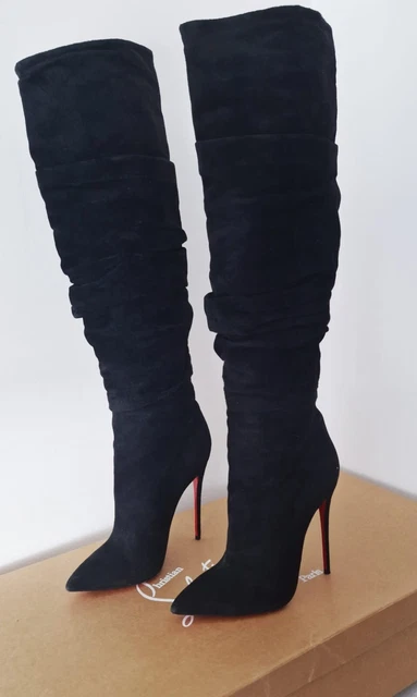 CHRISTIAN LOUBOUTIN ISHTAR Botta 120 Black Suede Boots in Size 39 UK 6 ...