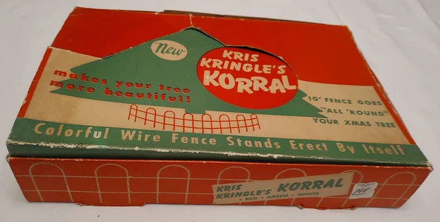 1950S KORRAL RED WIRE FENCE 10' BOX Kris Kringles Christmas Tree Toy ...