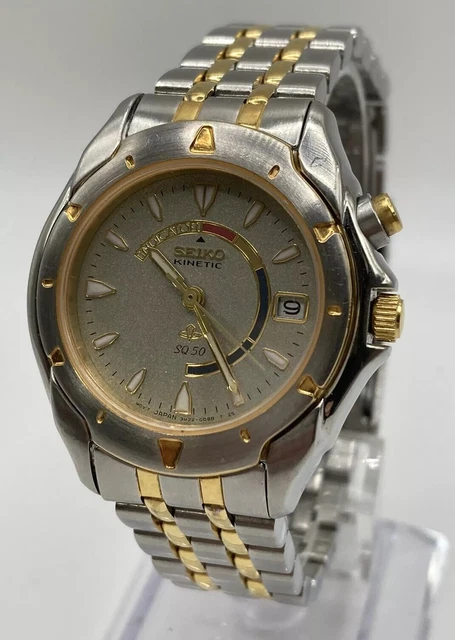 VINTAGE SEIKO KINETIC 3M22-0B80 Two Tone Date Dial Unisex Watch Elegant Sporty £192.37 - PicClick UK