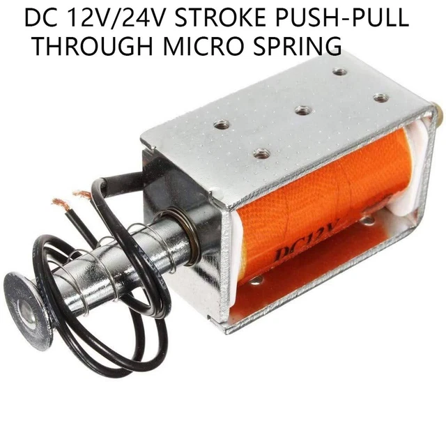 STROKE PUSH-PULL THROUGH Micro Spring Solenoid Magnet Electromagnet DC ...
