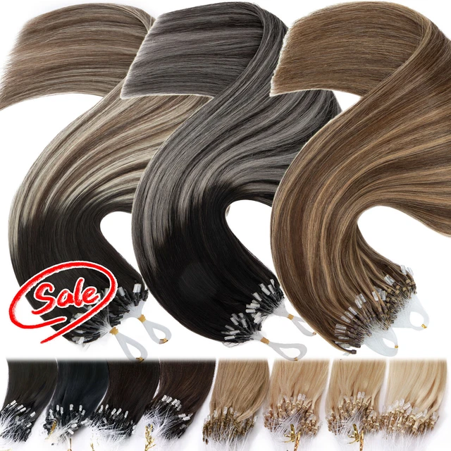 MICRO BOUCLE RUSSE perles annulaires lien Remy extensions de cheveux ...