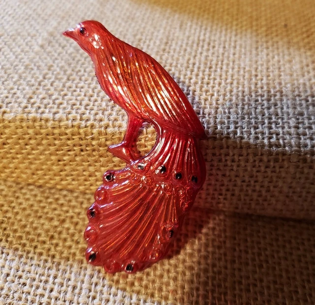 ART DECO EARLY CELLULOID PEACOCK Bird Brooch Pin Antique Clasp Vintage ...
