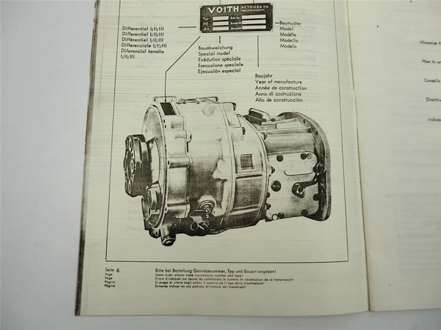 VOITH 833 DIWAMATIC Transmission Spare Parts List Spare Parts Catalog ...