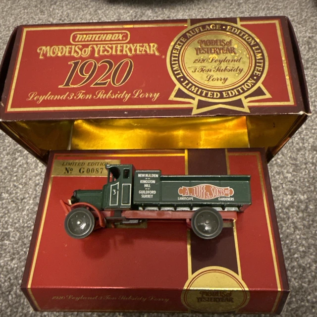MODELS OF YESTERYEAR Y-9 1920 Leyland 3 ton subsidy lorry limited ...