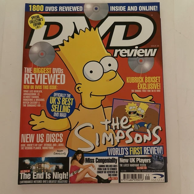 DVD REVIEW MAGAZINE Issue 29 - The Simpsons - Bart Cover - 2001 £6.95 ...