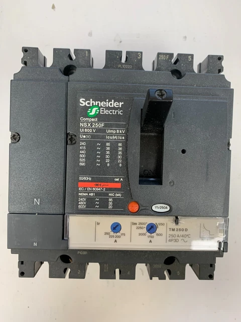 SCHNEIDER 250A MCCB 4 Pole 3D Tm250D Nsx250F Merlin Gerin Compact ...