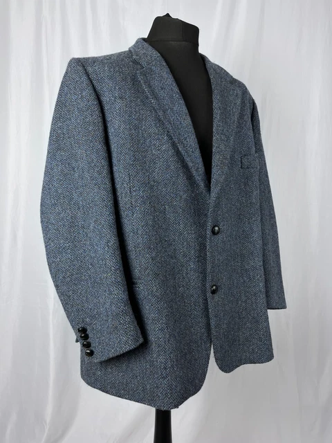 MENS PETER JAMES harris tweed blazer blue grey colour Large 42 in chest ...
