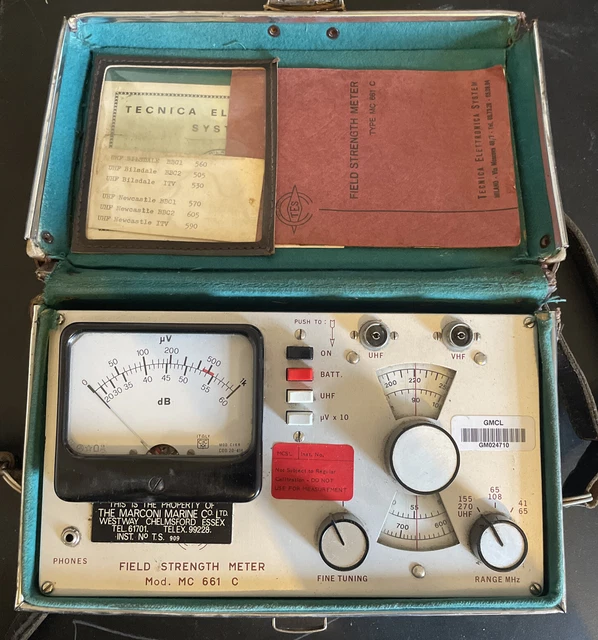 VINTAGE FIELD STRENGTH Meter Mod. MC 661 C Ham Radio Marconi Marine Co ...