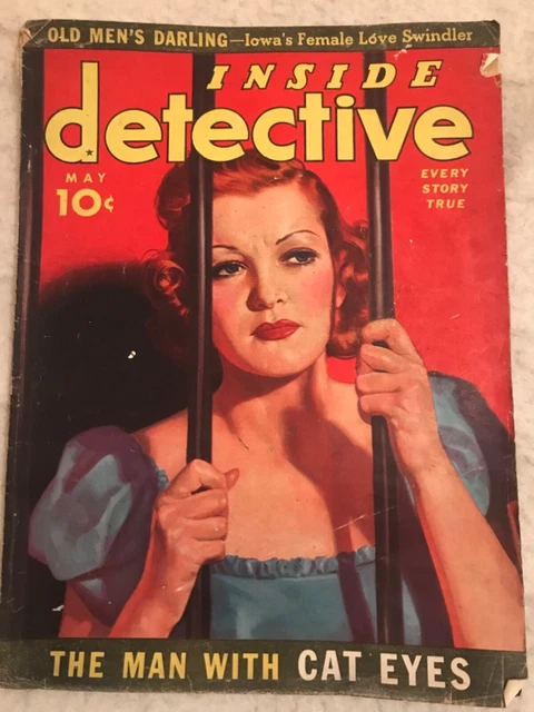 INSIDE DETECTIVE MAY 1939-True Crime0Fisher Cover-Tiger Woman Fr/G £21. ...