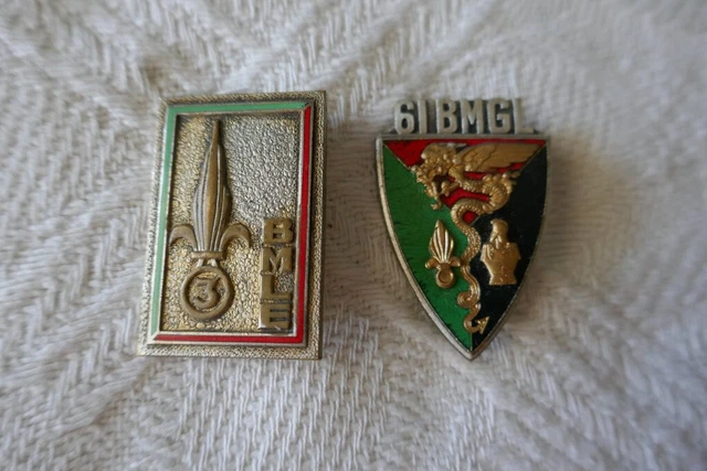 FOREIGN LEGION BADGE 3°BMLE Indochina Marching Battalion and 61° BMGL £ ...