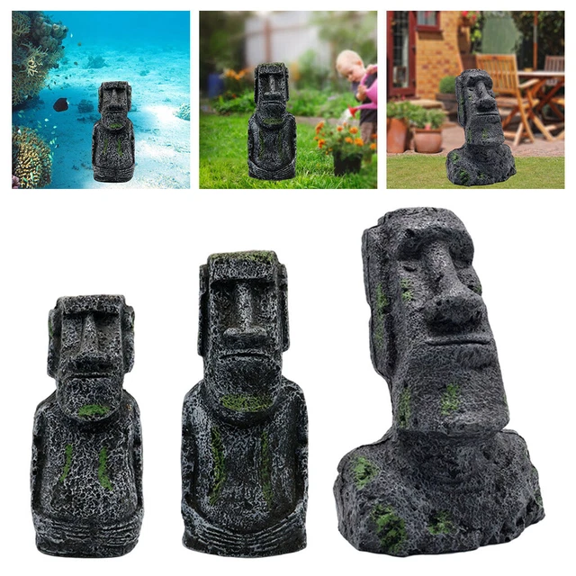 RESIN ANCIENT EASTER Island Moai Monolith Statue Fish Tank Aquarium ...
