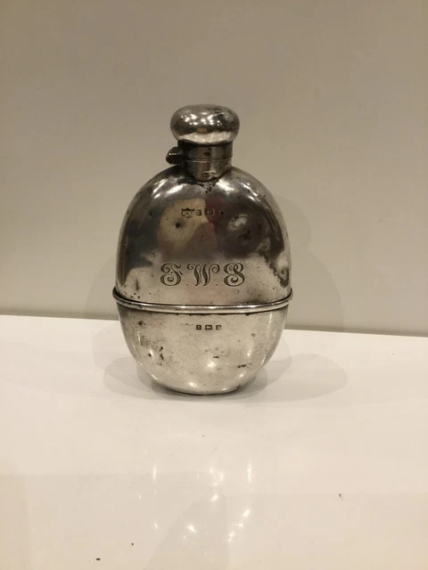 RARE FLASQUE, FLASK, Flacon De Hanche Argent Massif Anglais ( Pas ...