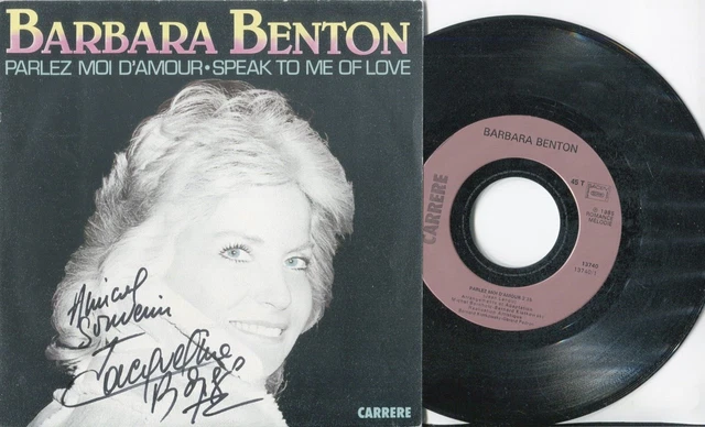AUTOGRAPHE DÉDICACE DE la Chanteuse BARBARA BENTON sur Pochette SP 45T ...