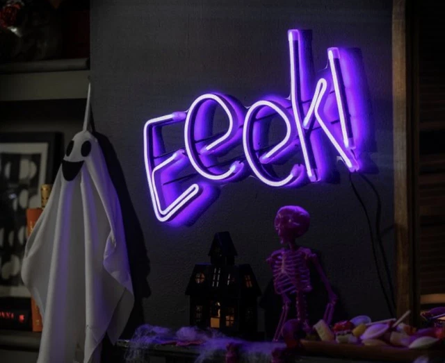 EEEK NEON SIGN Battery Operated Halloween £10.99 - PicClick UK