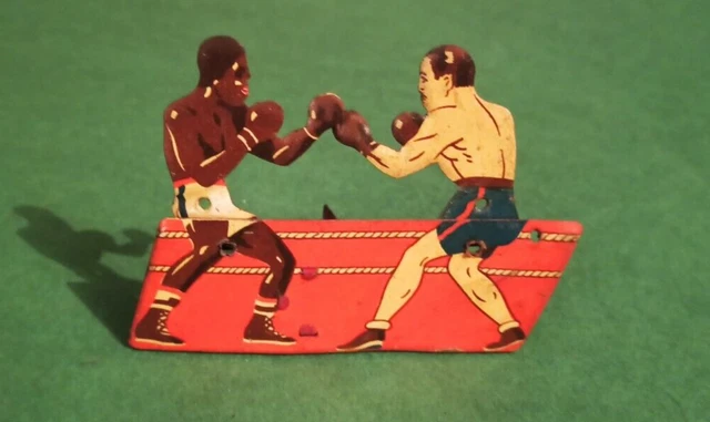 ANCIEN JOUET en tole articulé, boxeurs sur ring BOXE OLD TOLE BOXING ...