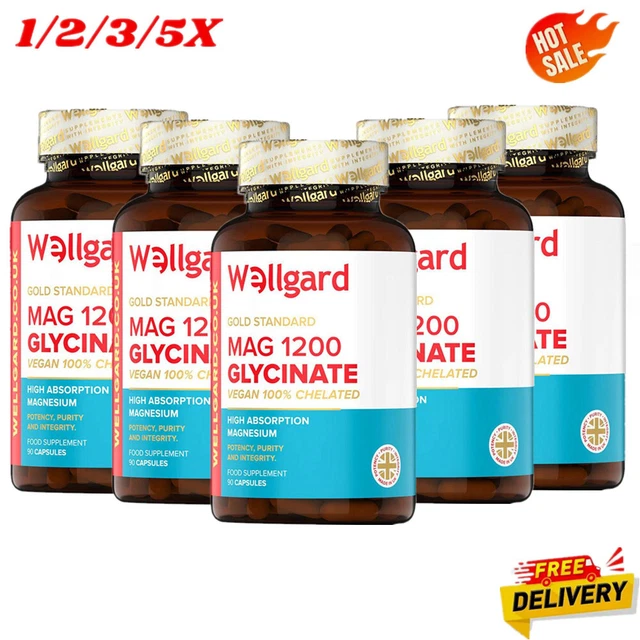 MAGNESIUM GLYCINATE CAPSULES High Strength Fatigue Bone Health 90pcs ...