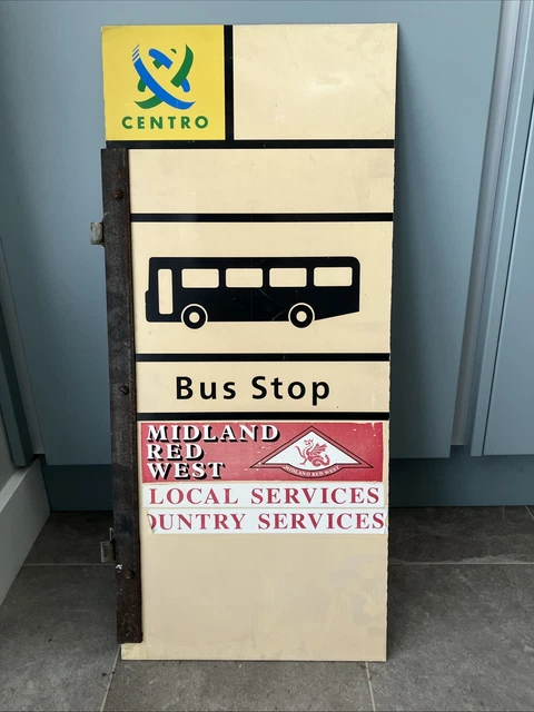 VINTAGE BUS STOP Sign Midlands Red West Centro Local Country Services £ ...