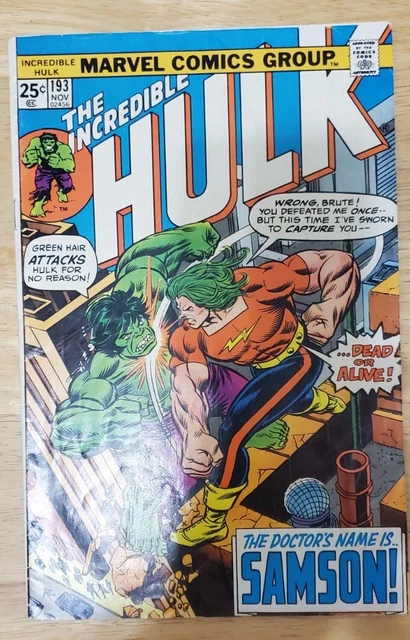 THE INCREDIBLE HULK Issue 193 Vintage Doc Samson Marvel Comics 1975 EUR ... THE INCREDIBLE HULK Issue 193 Vintage Doc Samson Marvel Comics 1975 EUR ...
