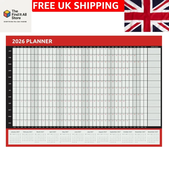 2026 A3 WALL Calendar | Writable & Erasable Organizer for Daily ...
