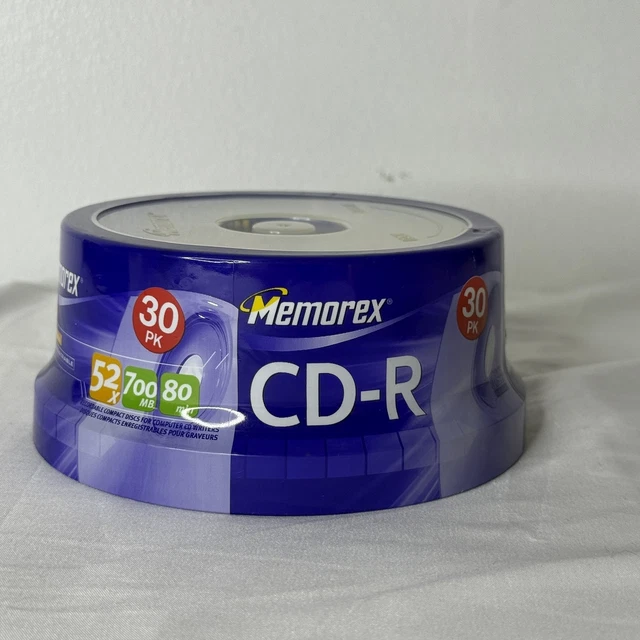 MEMOREX CD-R 30 Pack Spindle 700MB 80 Min 52X Recordable Blank Discs ...