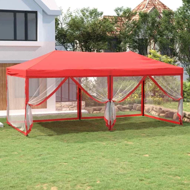 1780138 TENDA PER Feste Pieghevole con Pareti Laterali Rosso 3x6 m EUR ...