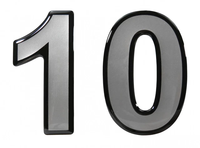 ADHESIVO 3D PLATEADO número 10 placa de número de puerta número de casa ...
