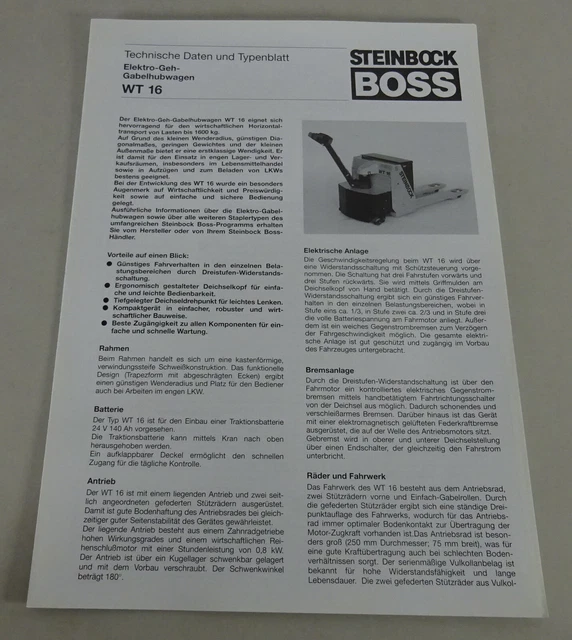 TECHNICAL DATA SHEET/ Type Sheet Steinbock Boss Forklift WT 16 Stand 06 ...