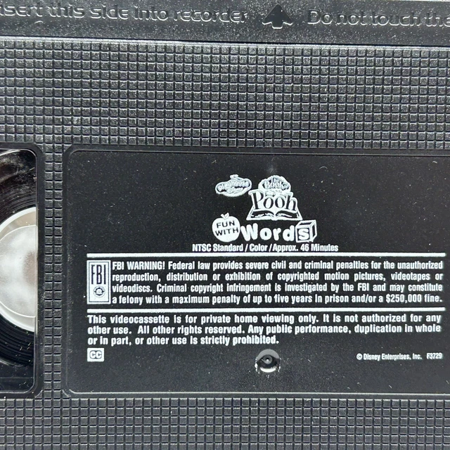 THE BOOK OF Pooh Fun With Words VHS 2001 Video Tape Disney Case NEARLY ...
