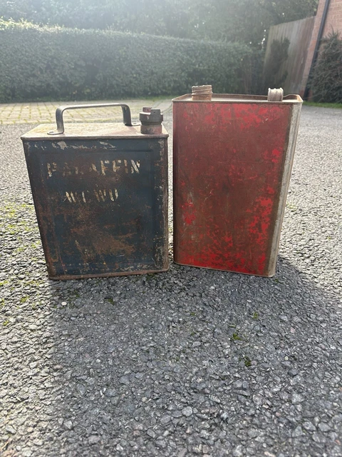 VINTAGE PETROL CAN 2 gallon shell top made by valor and another can ...