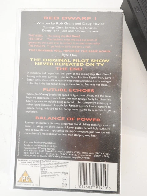 VINTAGE VHS CASSETTE Tested - Red Dwarf The End First Series Byte One ...