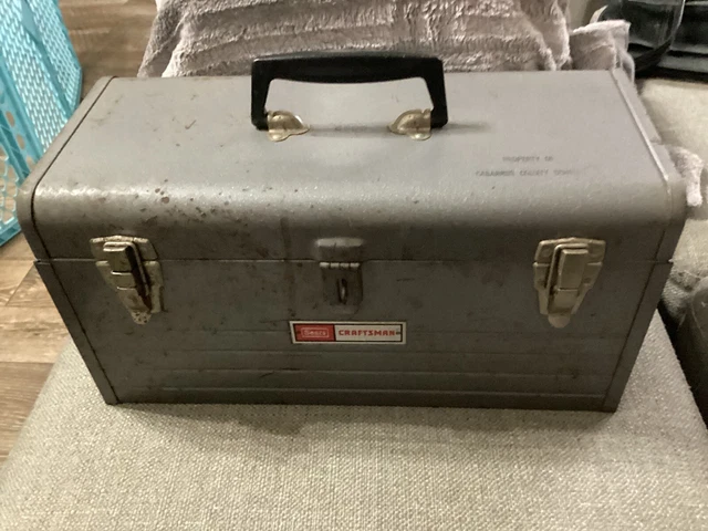 VINTAGE SEARS CRAFTSMAN USA Gray Mechanics Tool Box 18"×9"×8" $31.00 ...