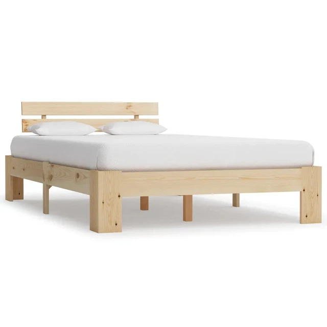 WALPLUS BED FRAME Solid Pine Wood 140x200 cm Double Wooden Bed Frame £ ...