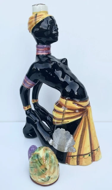 LARGE VINTAGE CERAMIC African Lady Drioli Liqueur Decanter Bottle ...