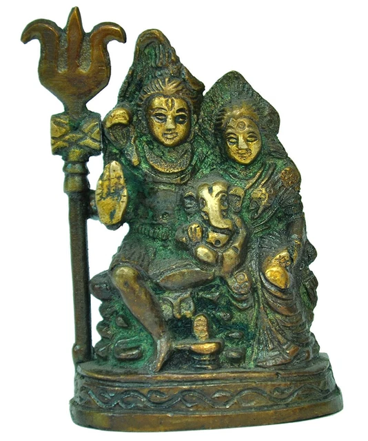 INDIANO TRADIZIONALE FATTO a Mano Shiv Famiglia Statua Per Stanghetta ...