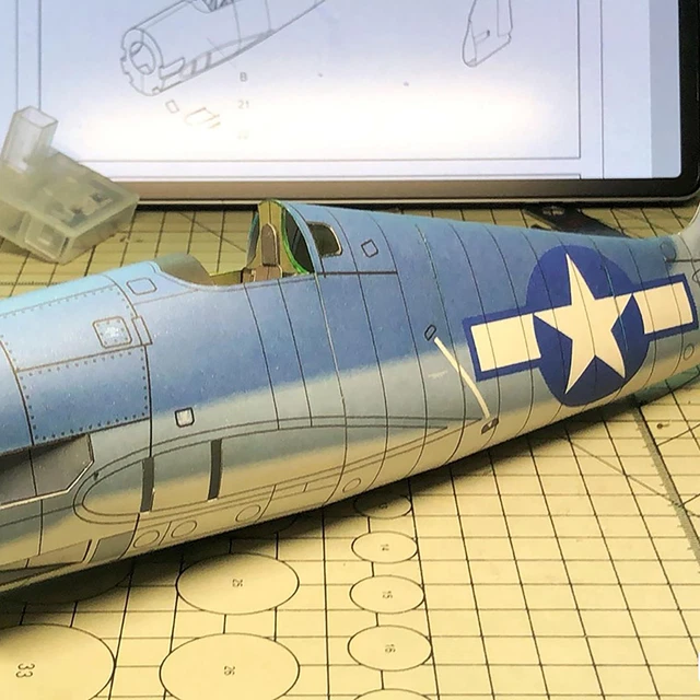 DIY 1:32 GRUMMAN F6F-3 Hellcat Fighter Paper Model Military Puzzle Kit ...